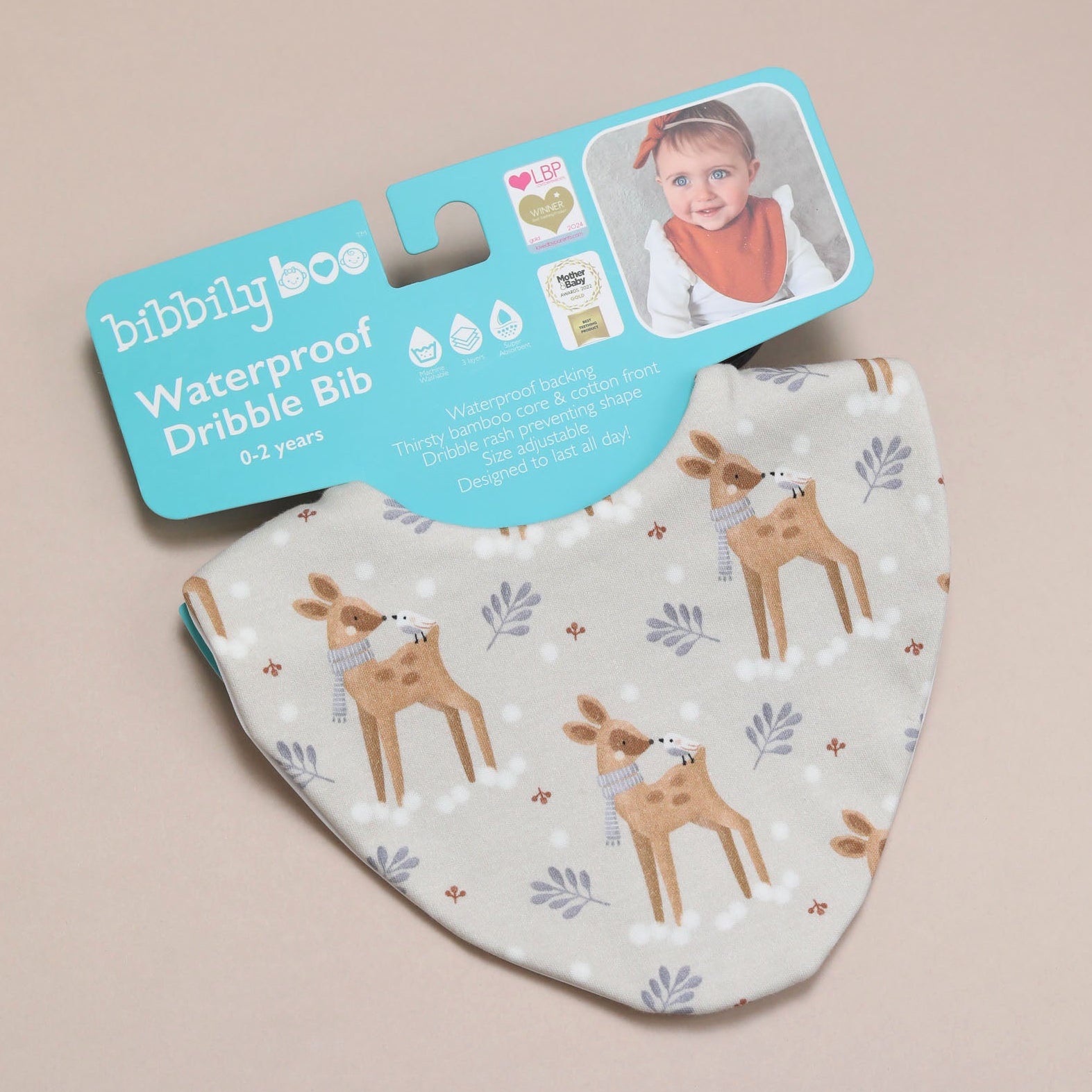 Winter Deer Waterproof Dribble Bib | Christmas Baby Bib | Baby ...